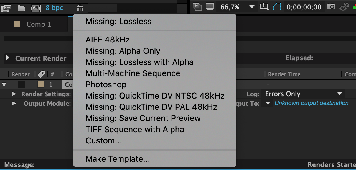 Quicktime Missing from Render, Dynamic Link AE to ... - Adobe Support Community - 11202866