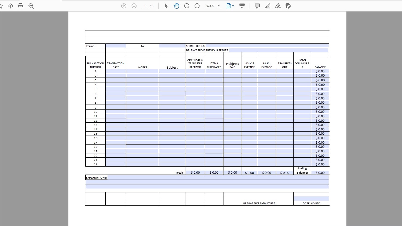 Running Balance Totals for PDF fillable form - Adobe Product Community ...