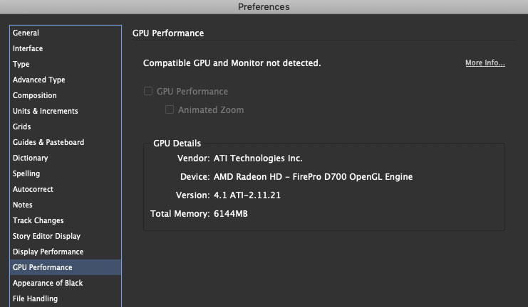 GPU Performance unavailable in latest InDesign (15... - Adobe Support ...