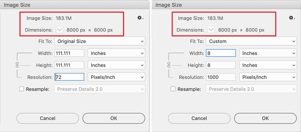 Image size / Resolution - Adobe Product Community - 10663130