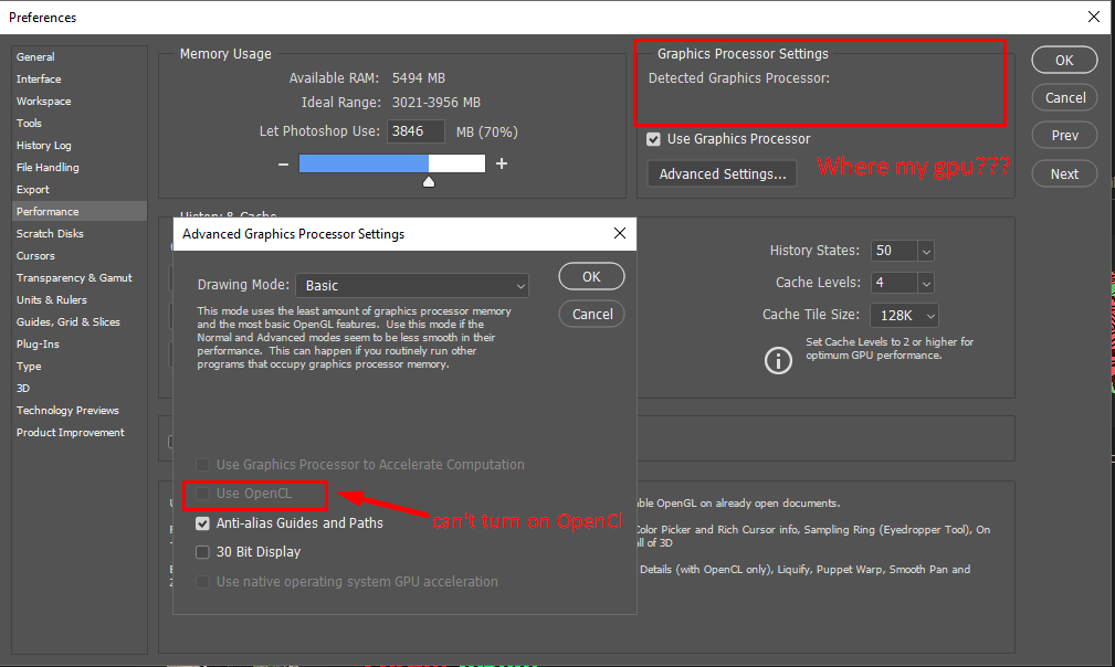 Photoshop can't see my GPU - Adobe Community - 11258156