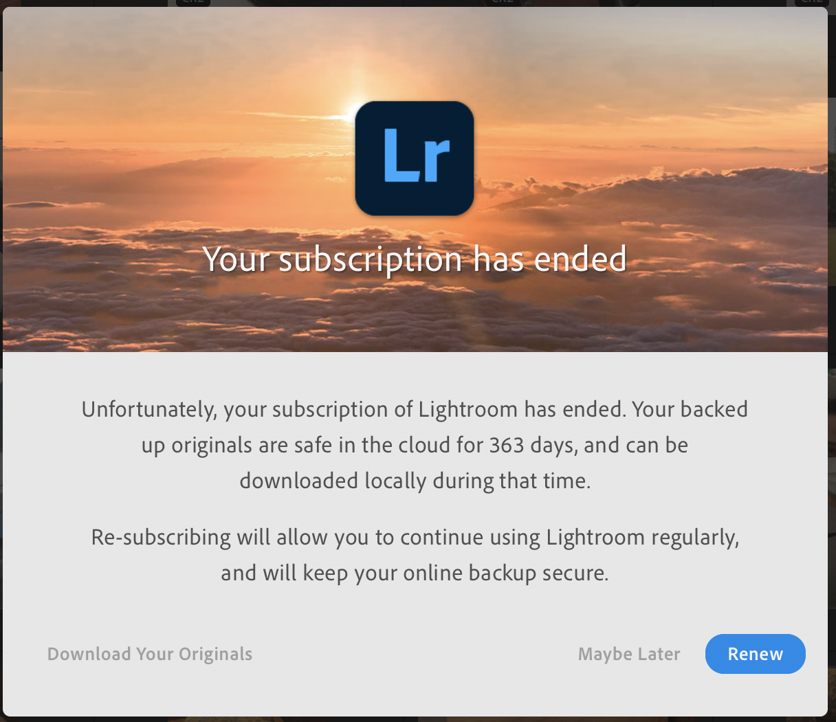 Lightroom Subscription has ended? - Adobe Community - 11276890