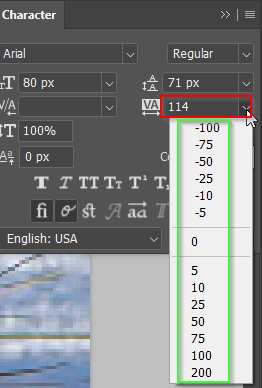 Photoshop CC - 21.2.0 - Text Tracking - Increments... - Adobe Support ...