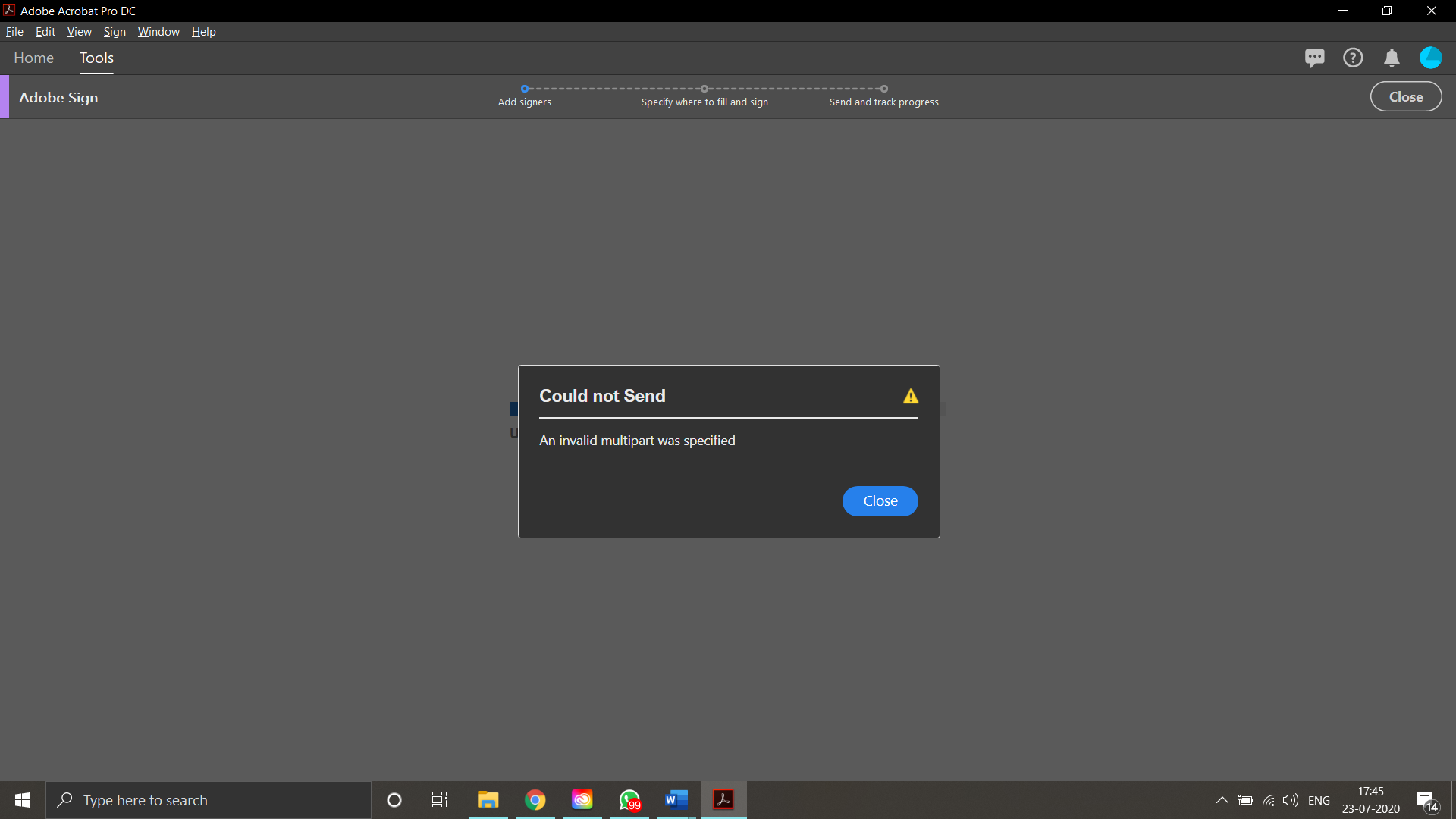 Adobe Sign - An Invalid Multipart was specified. - Adobe Product ...