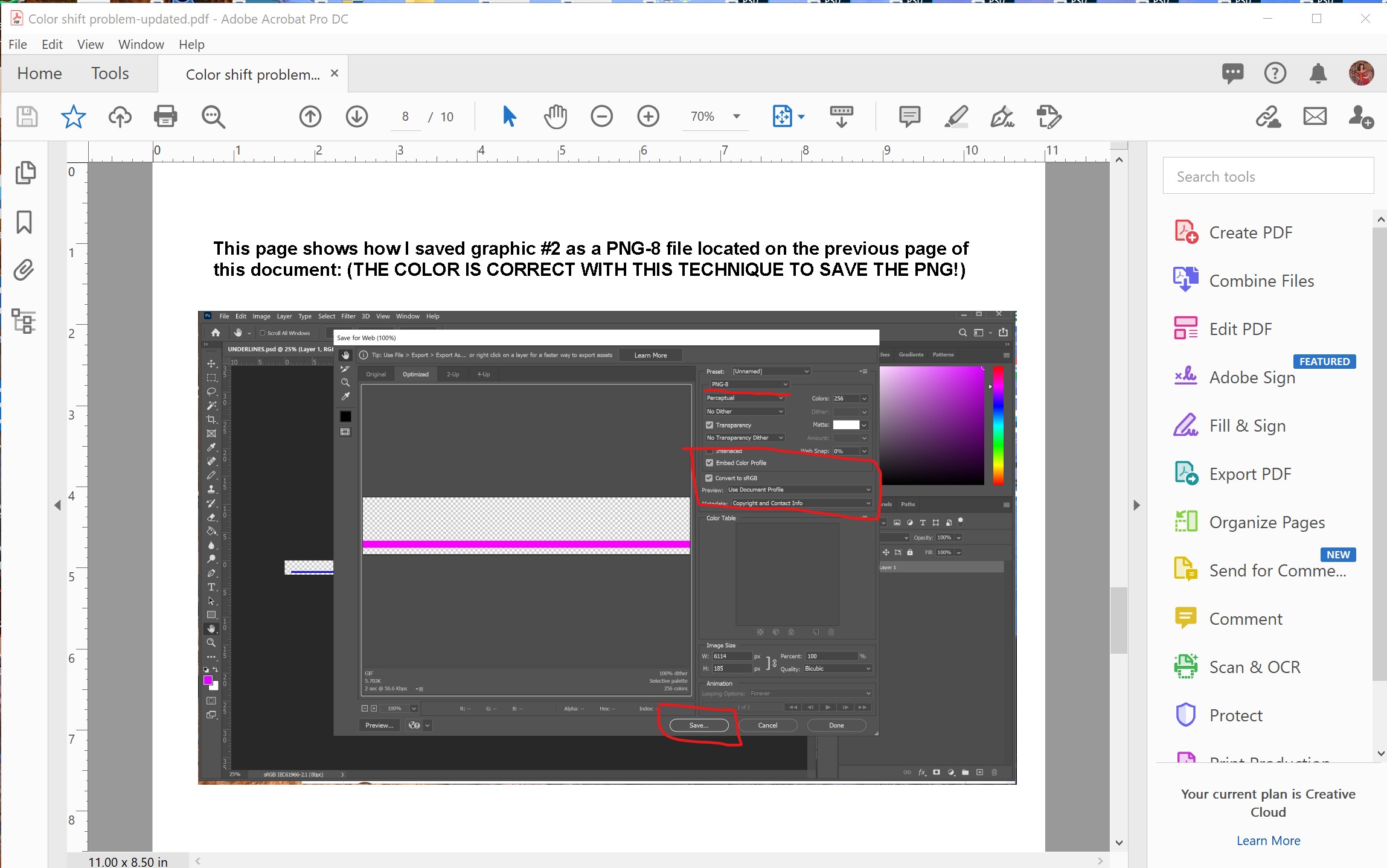 Solved: Failure to embed a profile in the photoshop PNG ex... - Adobe ...