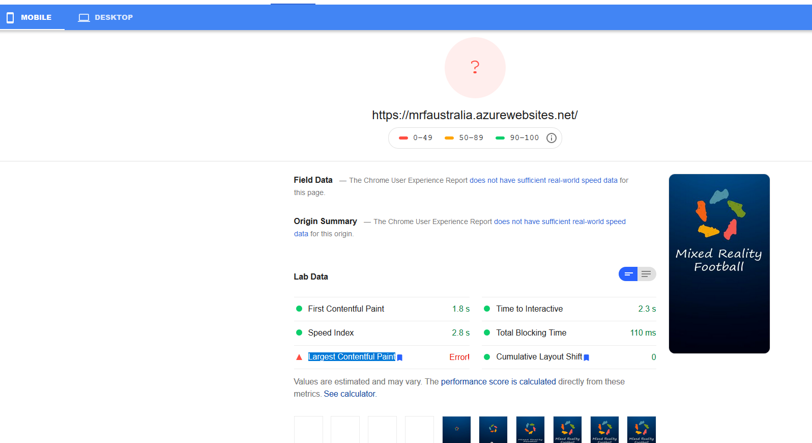 Google Pagespeed Insights Error - "Largest Conten... - Adobe Product ...