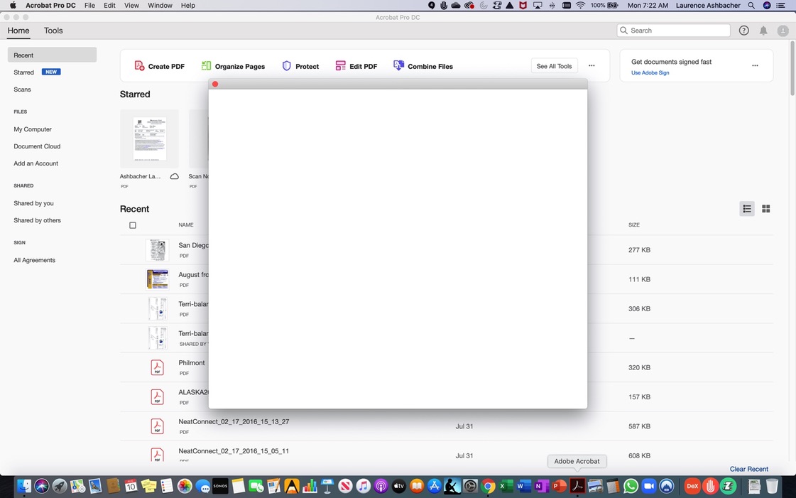 Blank White Dialog Covers Adobe DC Document Window - Adobe Product ...