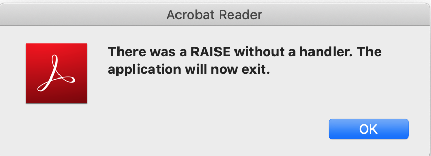 Solved: There was a RAISE without a handler. The applicati... - Adobe Product Community - 10676612