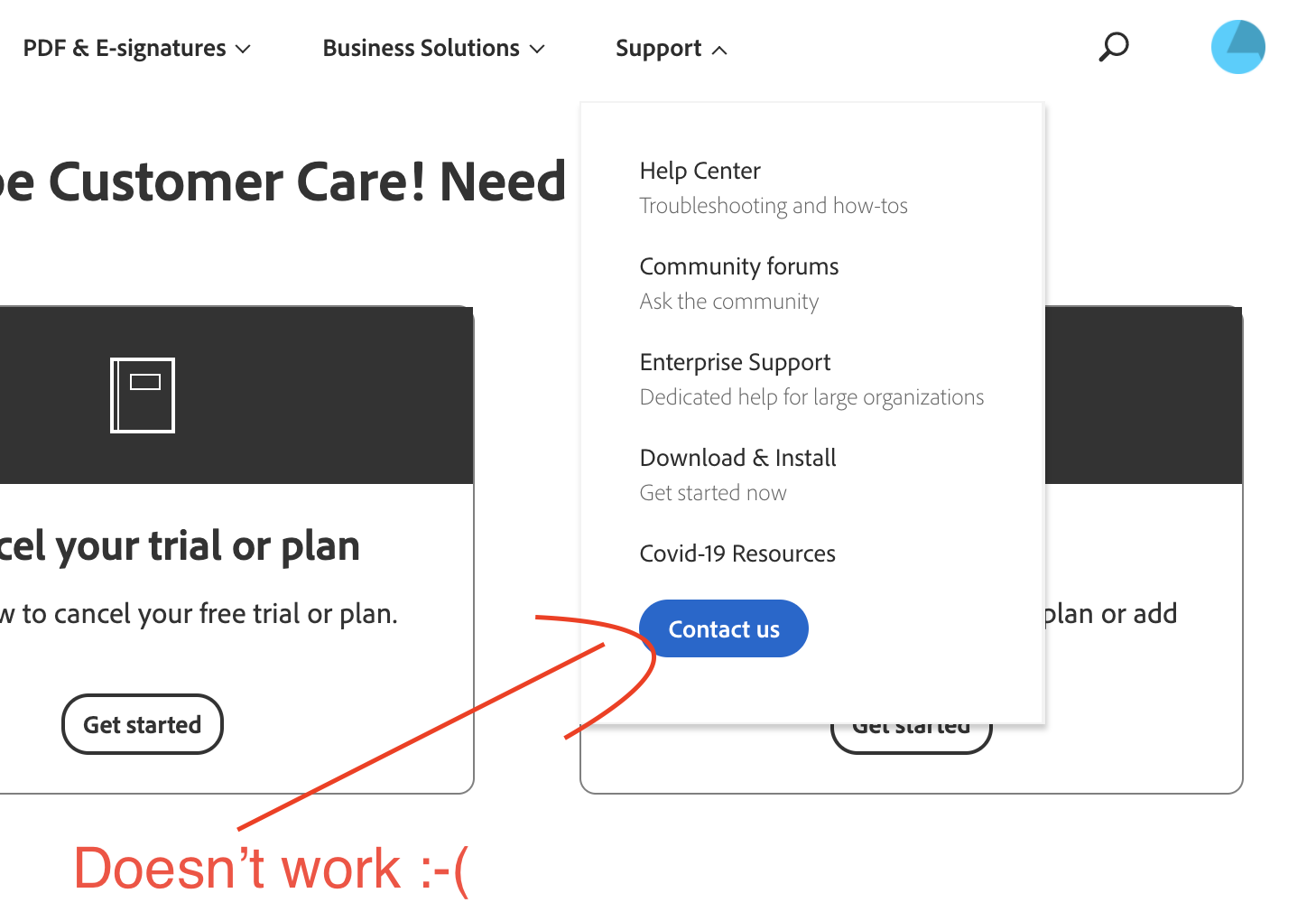 Solved: I cannot seem to find how to contact Adobe about b... - Adobe ...
