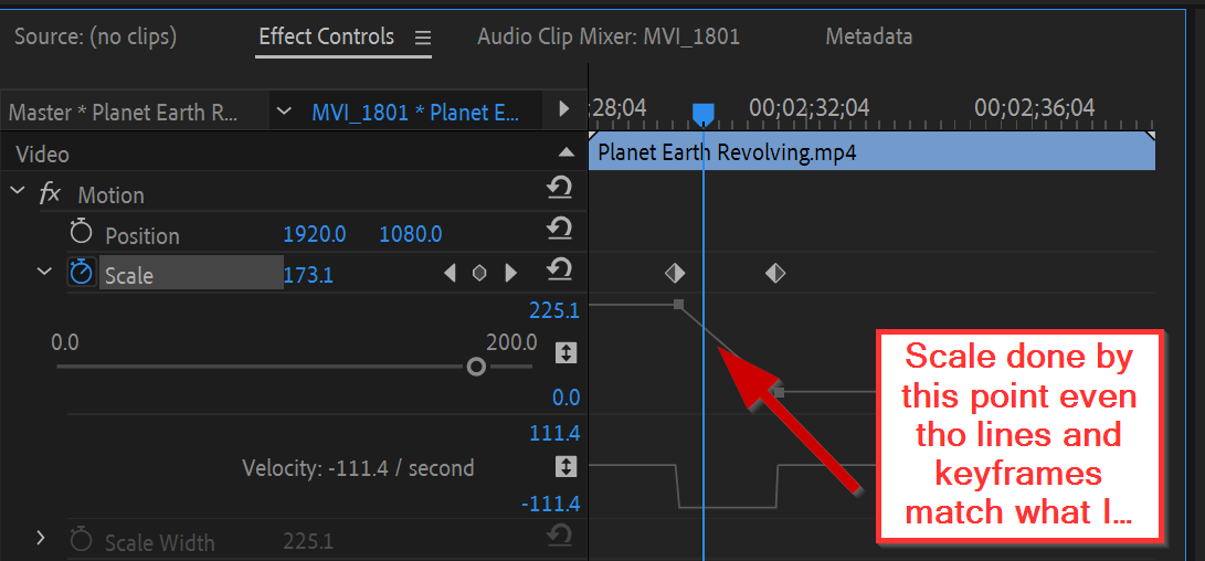 Scale effect starts before keyframe - Adobe Community - 11428329