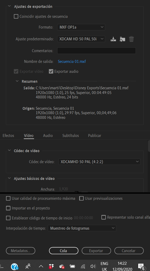 Converting a file to MXF for broadcaster (specs be... - Adobe Product ...