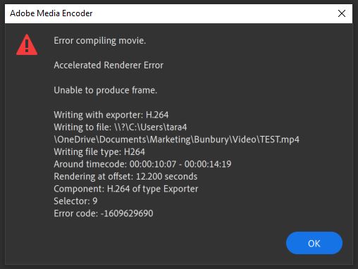 Video will not export - adobe media encoder - rend... - Adobe Product ...