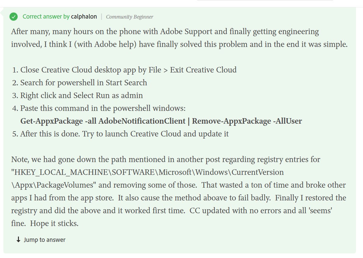 Solved: Creative Cloud won't update. Error code 507. - Adobe Community ...