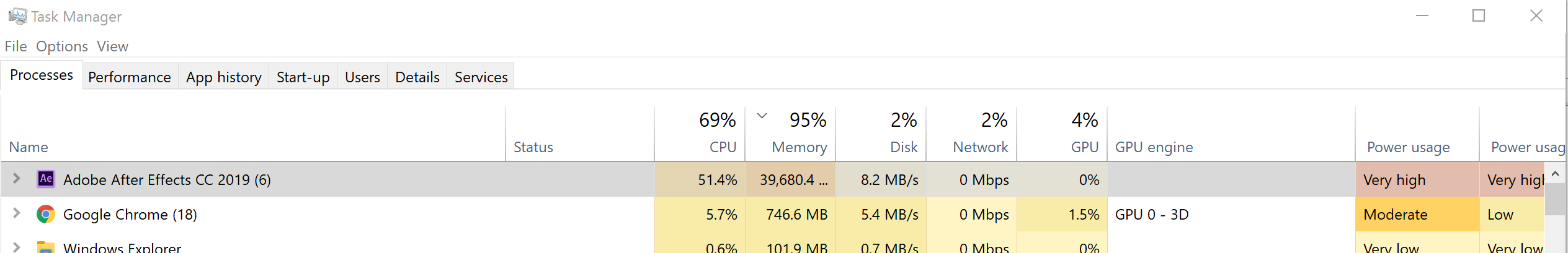 After Effects massive CPU & RAM usage while not in... - Adobe Product ...