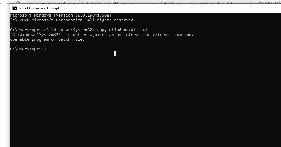 Solved: LoadLibrary failed with error 126: the specified m... - Adobe Support Community - 11489931