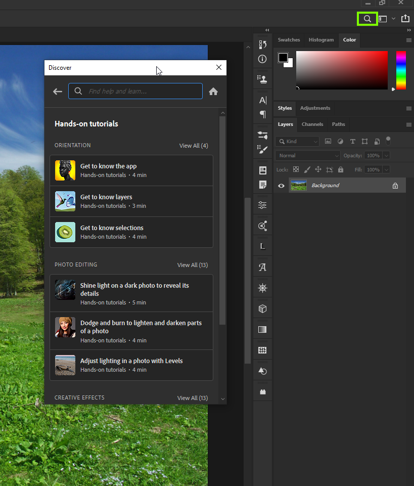 Learn Panel Availability in Photoshop - Adobe Support Community - 11529666