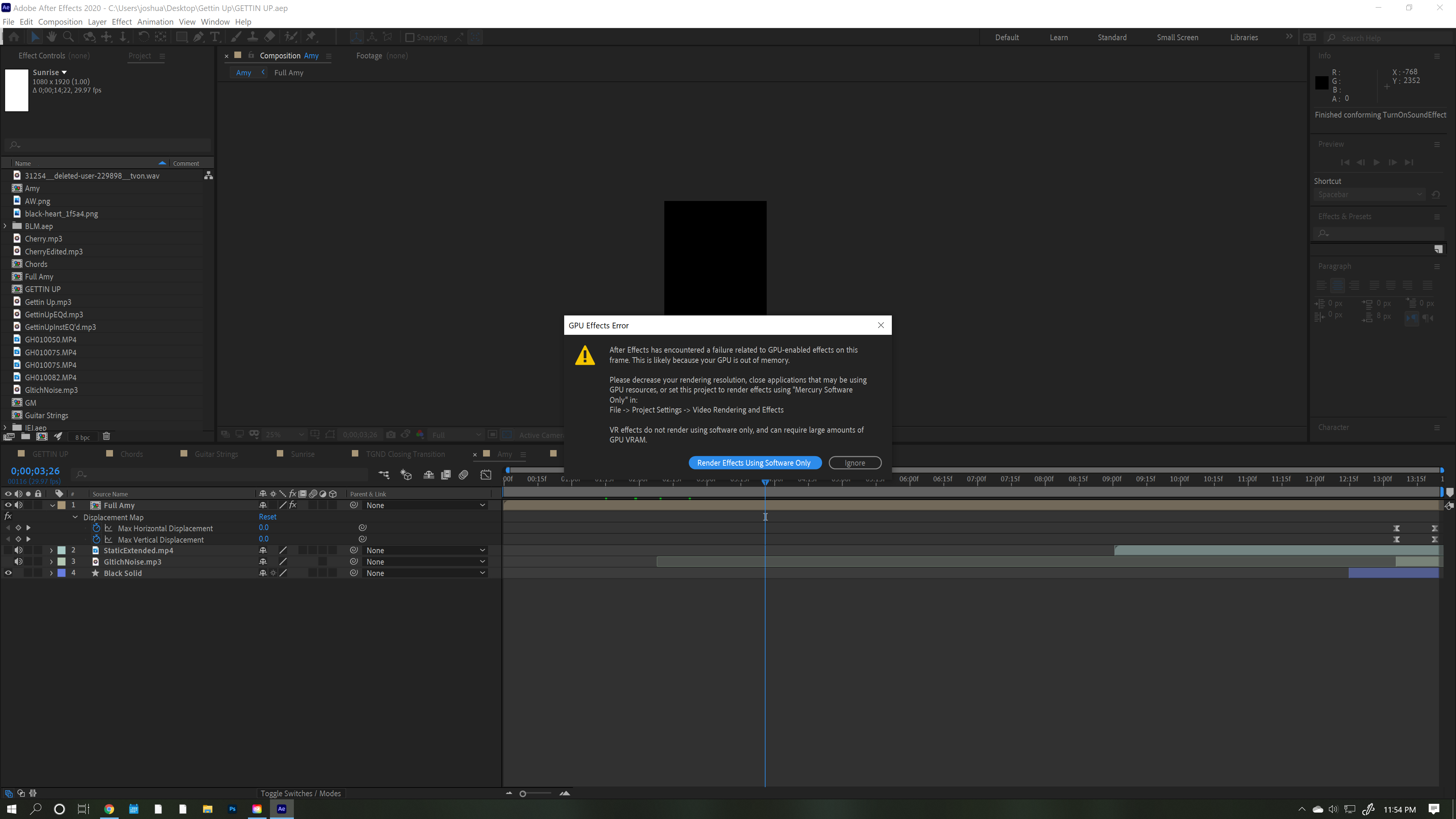 GPU-enabled related failure? GPU Out Of Memory? - Adobe Product Community - 11550485