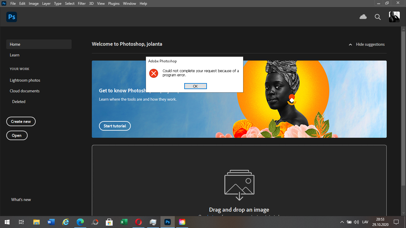 could not complete your request because of program... - Adobe Product ...