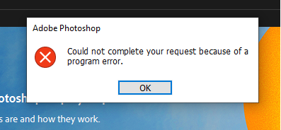 Could not complete your request because of a progr... - Adobe Community ...