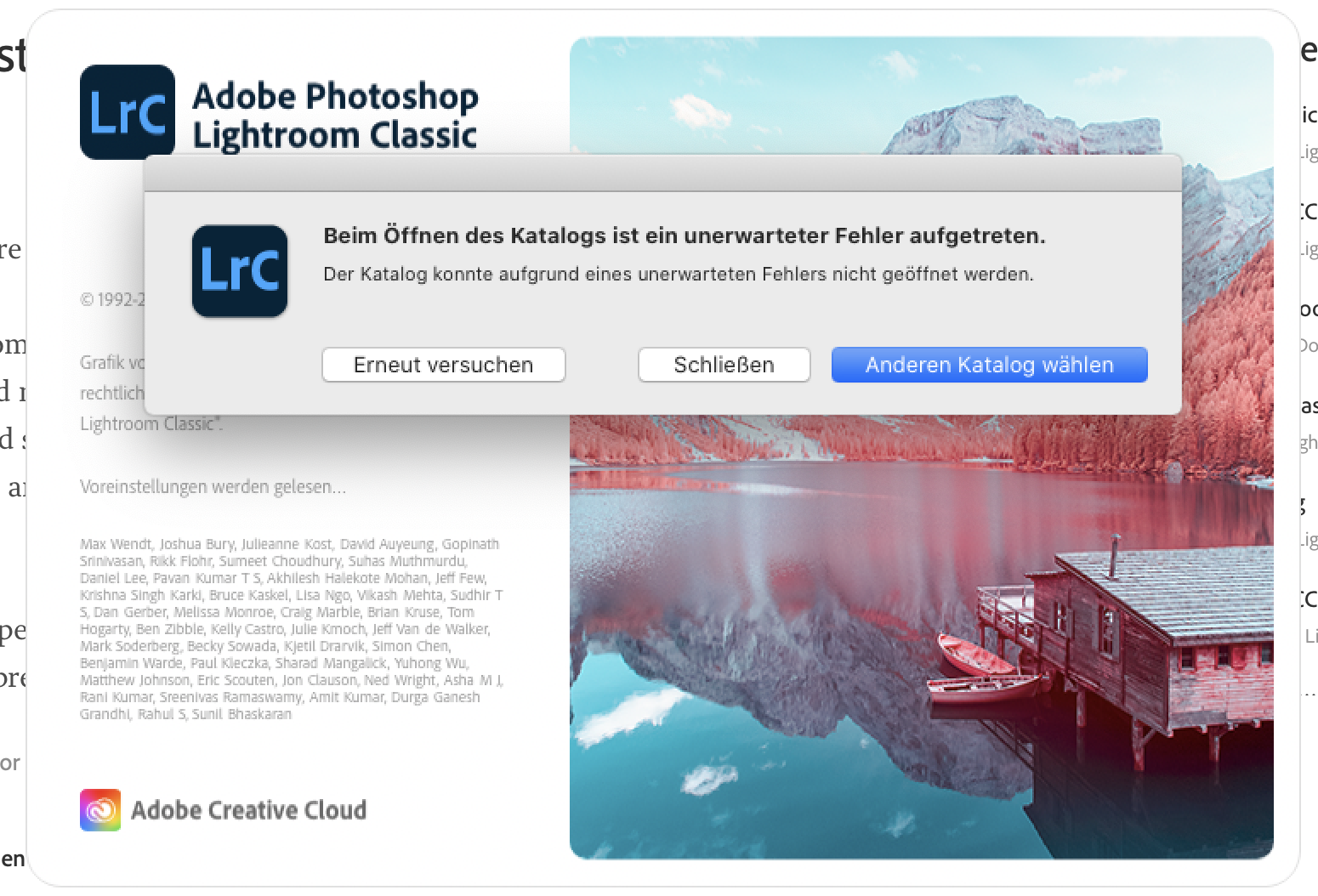 Error while opening the catalog - Adobe Community - 11559348