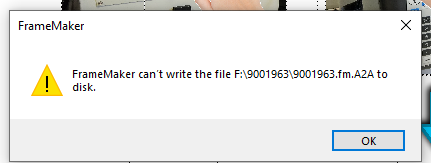 cannot save framemaker to disk - Adobe Community - 11562573