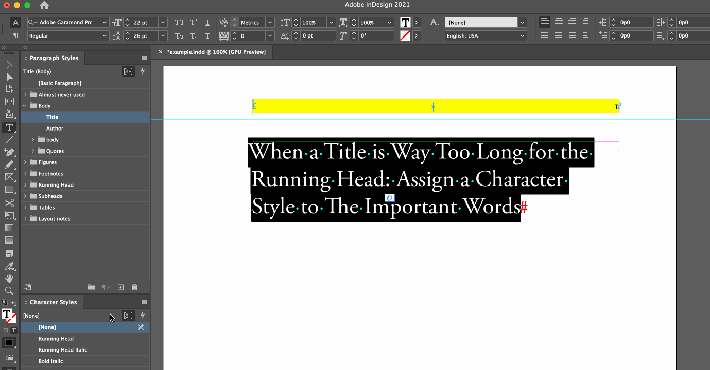 Solved: Help needed with running heads - Adobe Product Community - 11575153
