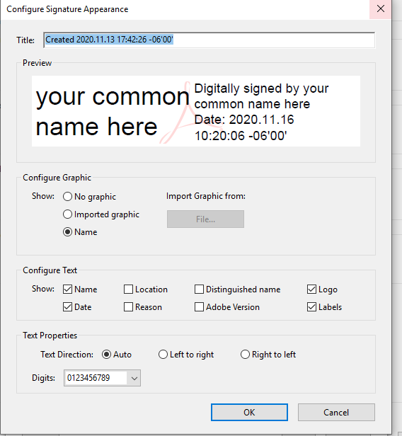 Solved: digital signature appearance - fields to display - Adobe ...