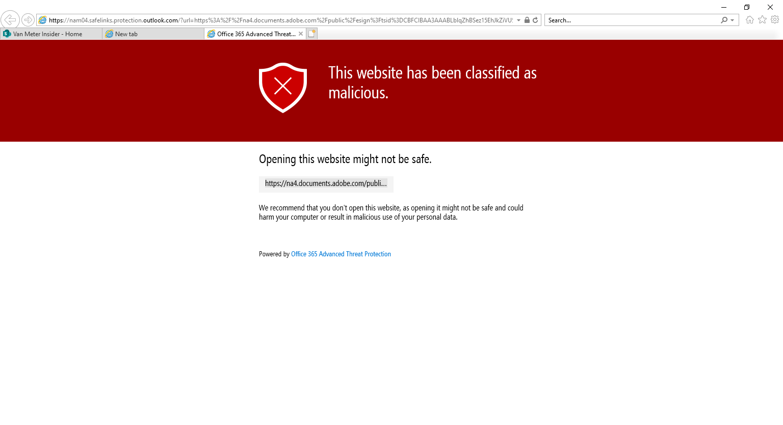 Users Blocked - Malicious Link - Office 365 Advanc... - Adobe Product ...