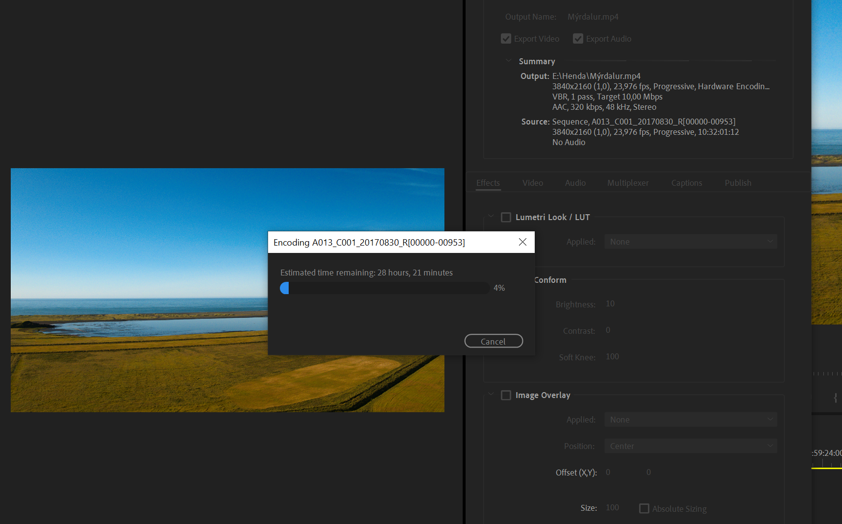 10 minutes clip one LUT no effects - Adobe Support Community - 11624364