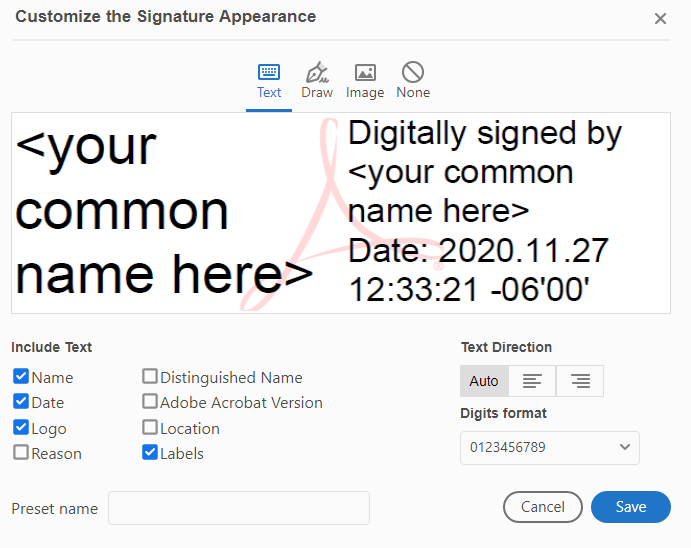 Solved: digital signature appearance - fields to display - Adobe ...