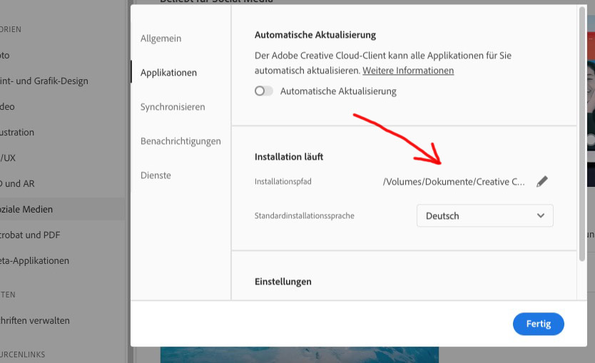 Specific Installation Path is ignored - Adobe Community - 11647126