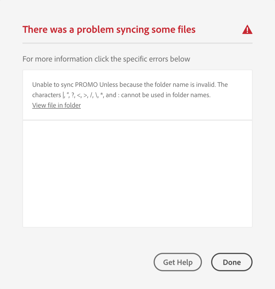 Sync Folder Error but no symbols - Adobe Community - 11647780