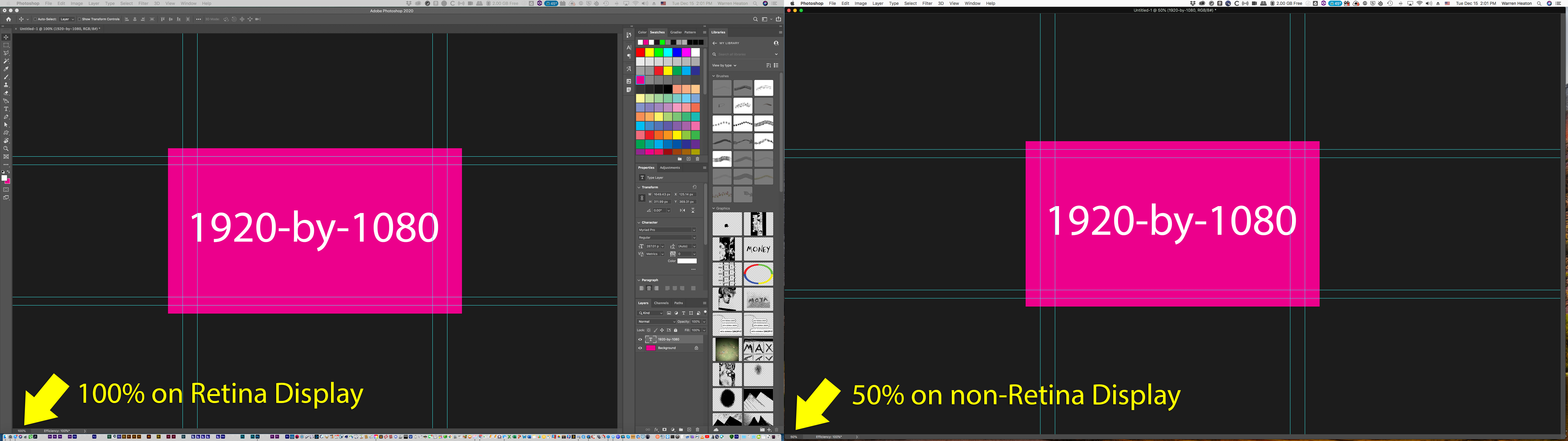 72DPI PSD Images showing a different size at 100% ... - Adobe Product Community - 11682322