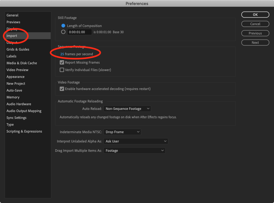 Set default interpret footage frame rate - Adobe Community - 11689570