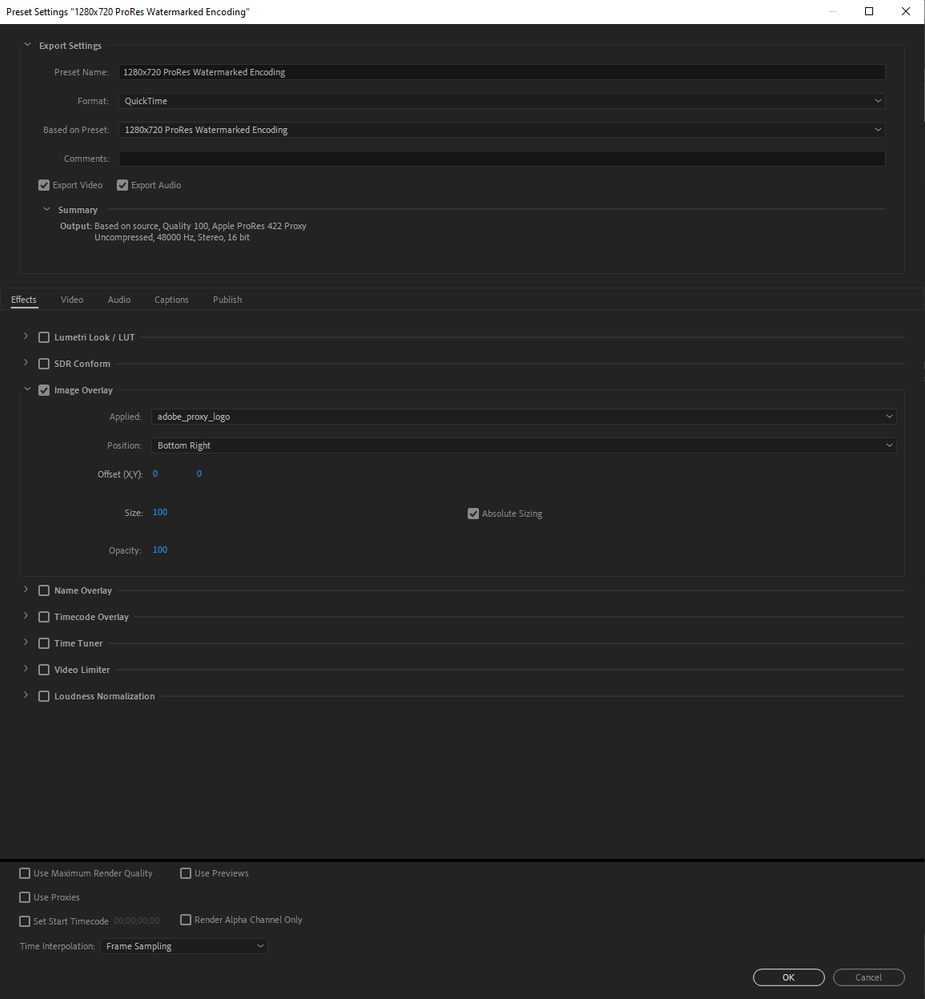 Media Encoder will NOT render overlays for Proxy f... - Adobe Product ...
