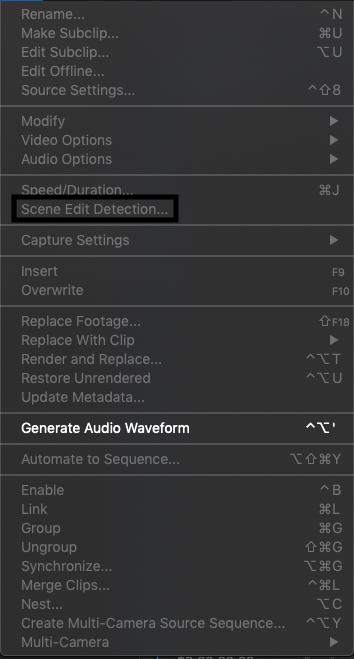 Mapping keyboard shortcut for Scene Edit Detection - Adobe Community ...