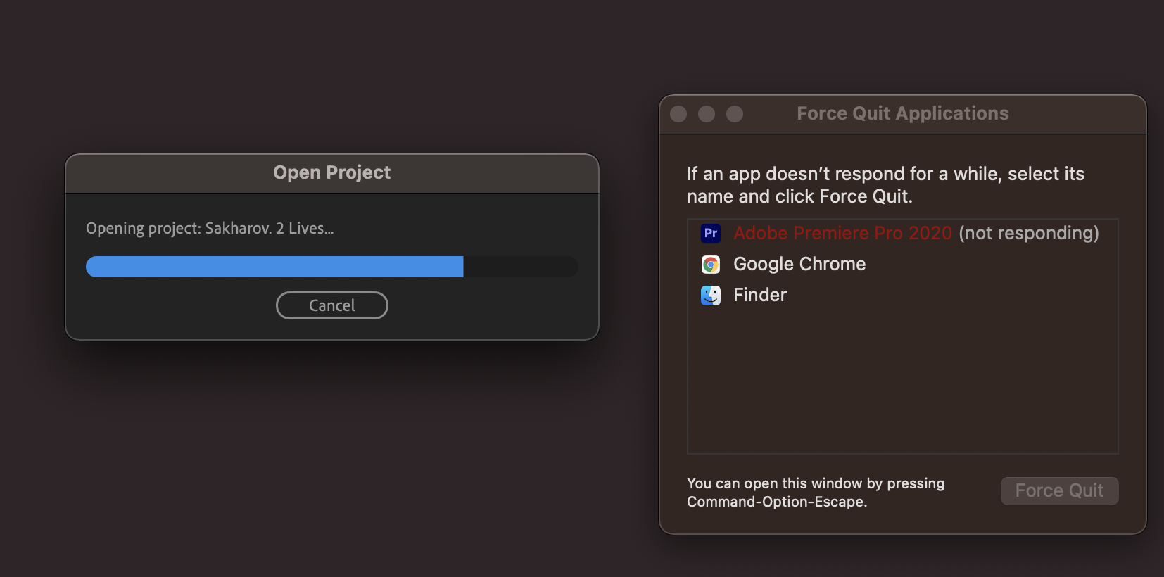 Newest version doesn't open project 4 out of 5 tim... - Adobe Support Community - 11697979