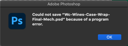Photoshop 2020: Can't save file due to program err... - Adobe Support ...