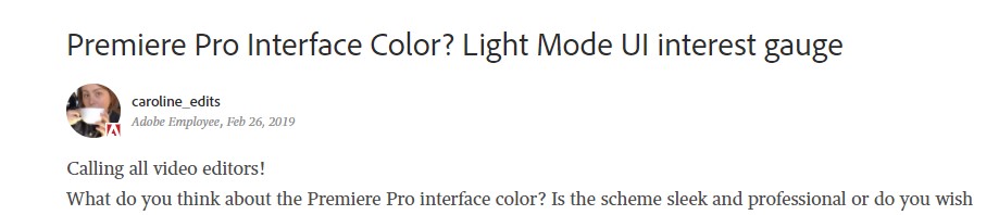 Premiere Pro Interface Color? Light Mode UI intere... - Adobe Product ...