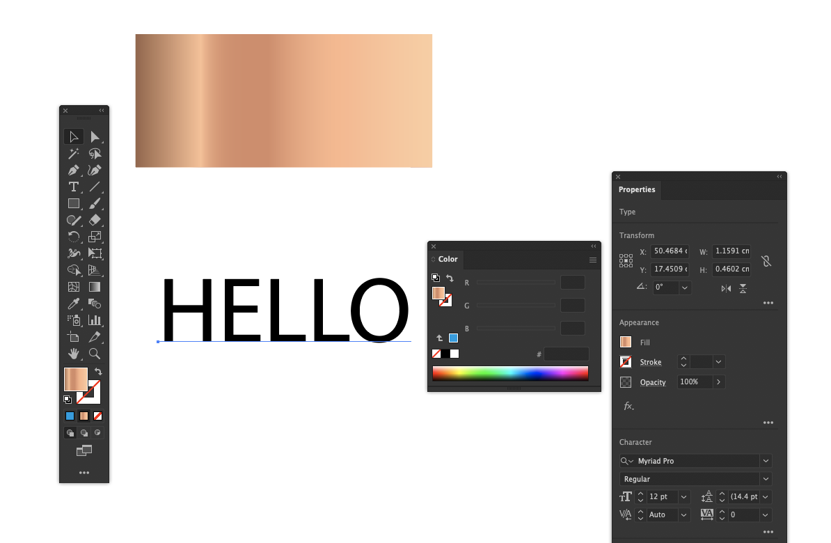 Solved: Gradient fill text appears black in Illustrator - Adobe Product ...