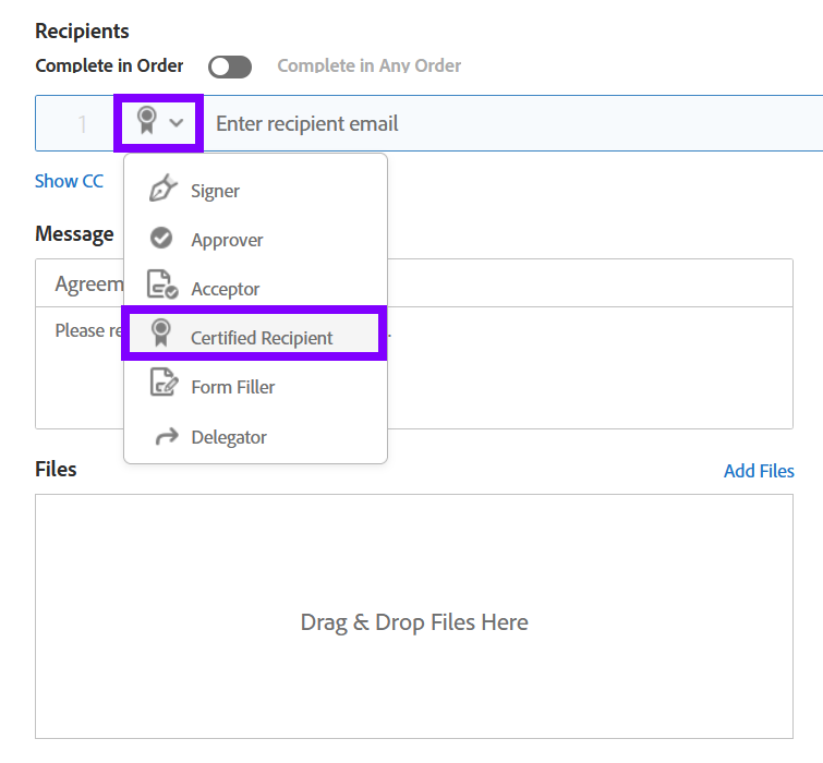 Recipient roles available in the Adobe Sign - Adobe Product Community ...