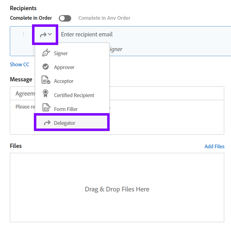 Recipient roles available in the Adobe Sign - Adobe Product Community ...