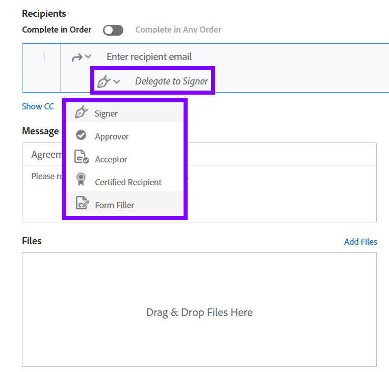 Recipient roles available in the Adobe Sign - Adobe Product Community ...