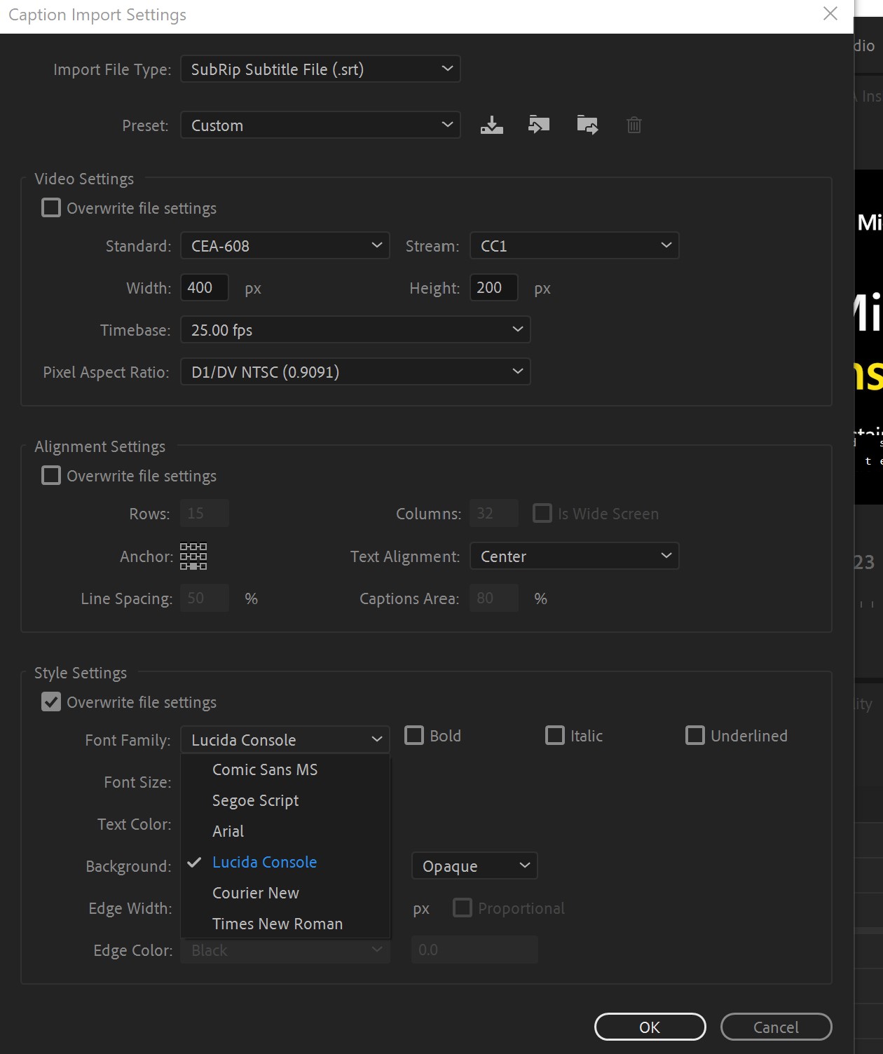 Solved: Troubleshooting with font options for captions - Adobe Product ...