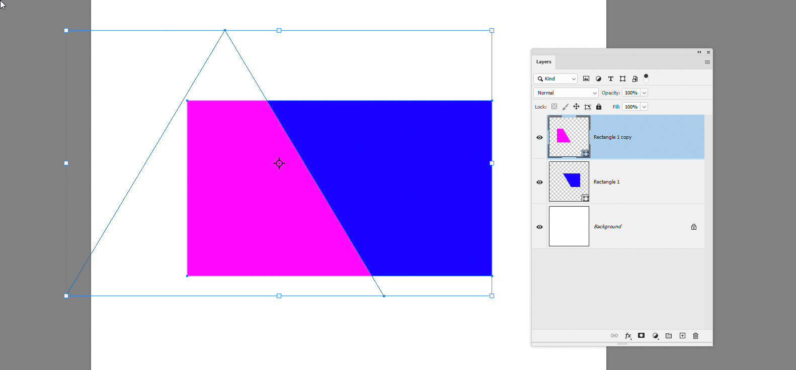 Solved: Split rectangle into two equal shapes at diagonal? - Adobe ...