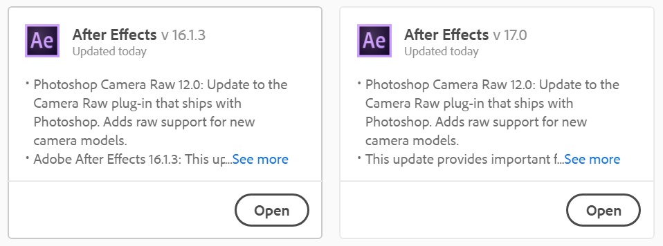 After Effects Versions - Adobe Product Community - 10712754