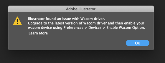 Solved: Initial Warning Wacom on illustrator - Adobe Community - 11786054