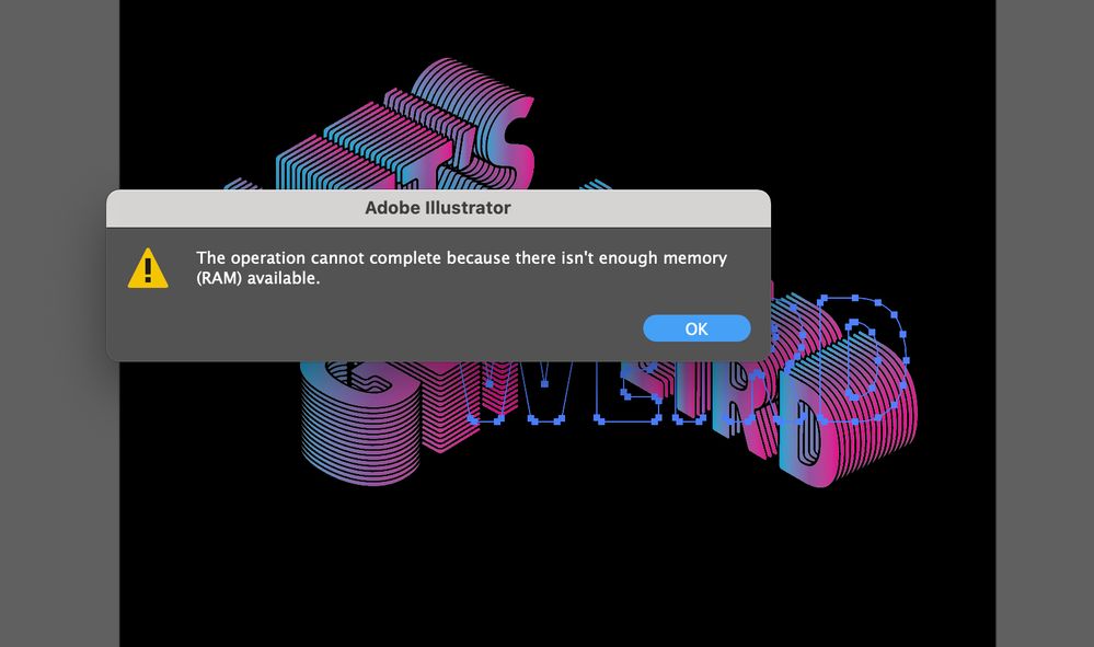 Error message because not enough memory (RAM) avai... - Adobe Community - 11806299