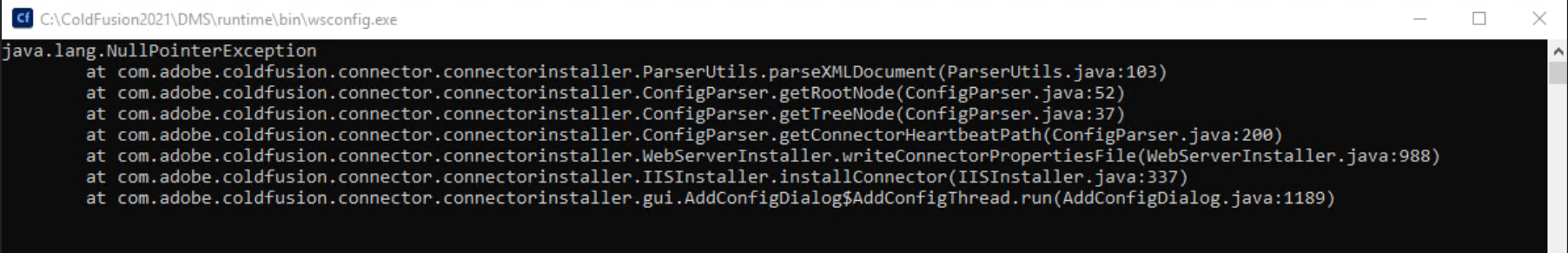 ColdFusion 2021 - WSConfig - An unknown error has ... - Adobe Product ...