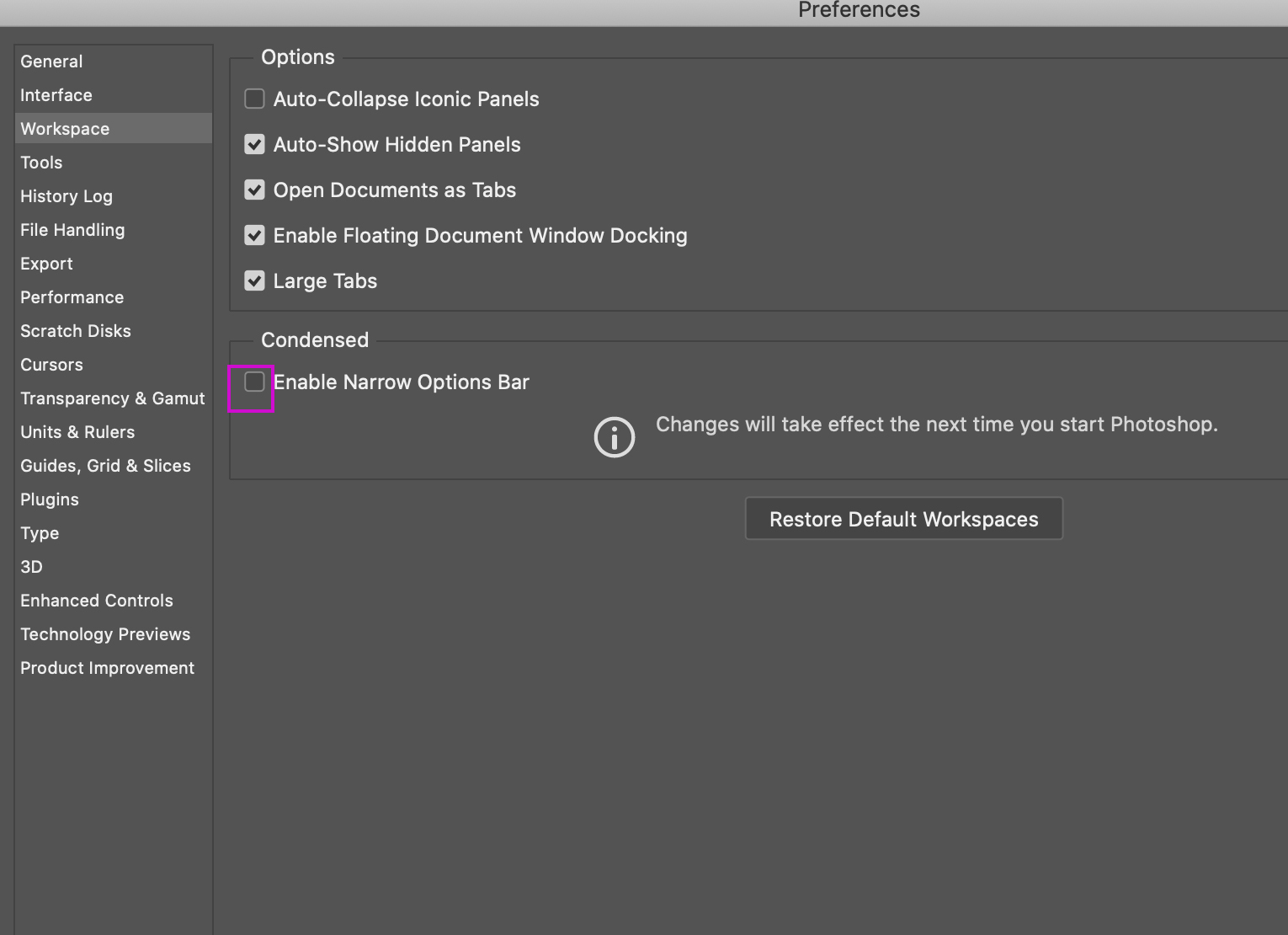 Solved: Need to reset workspace every time - Adobe Community - 11813589
